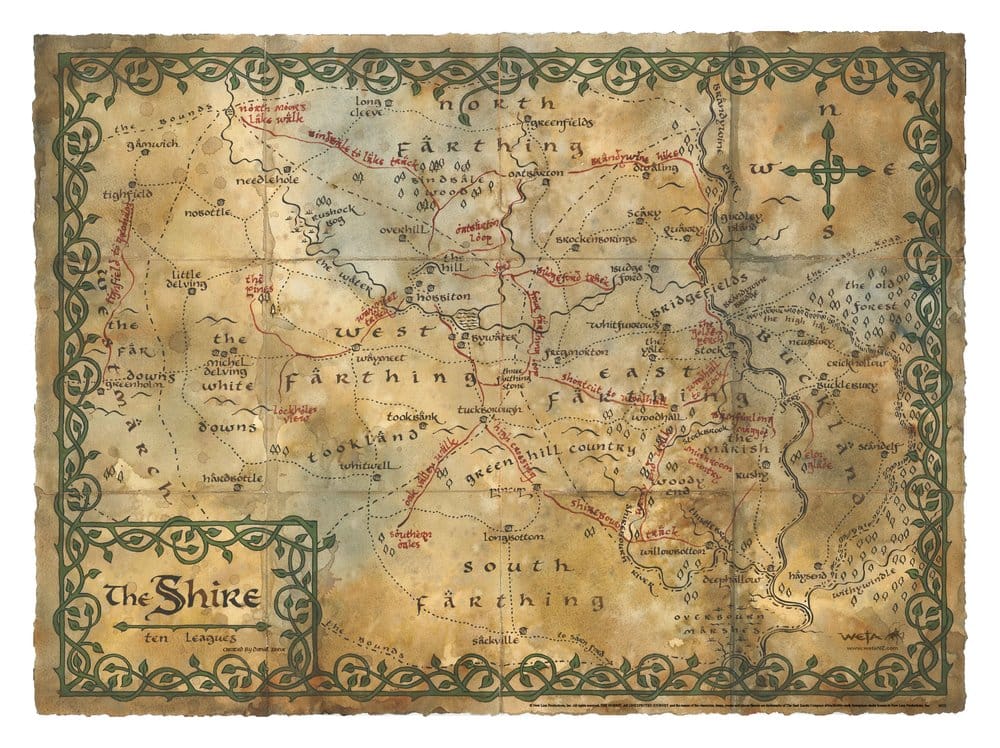 The Hobbit Art Print Map of the Shire 74 x 54 cm – NERD ZONE Milano